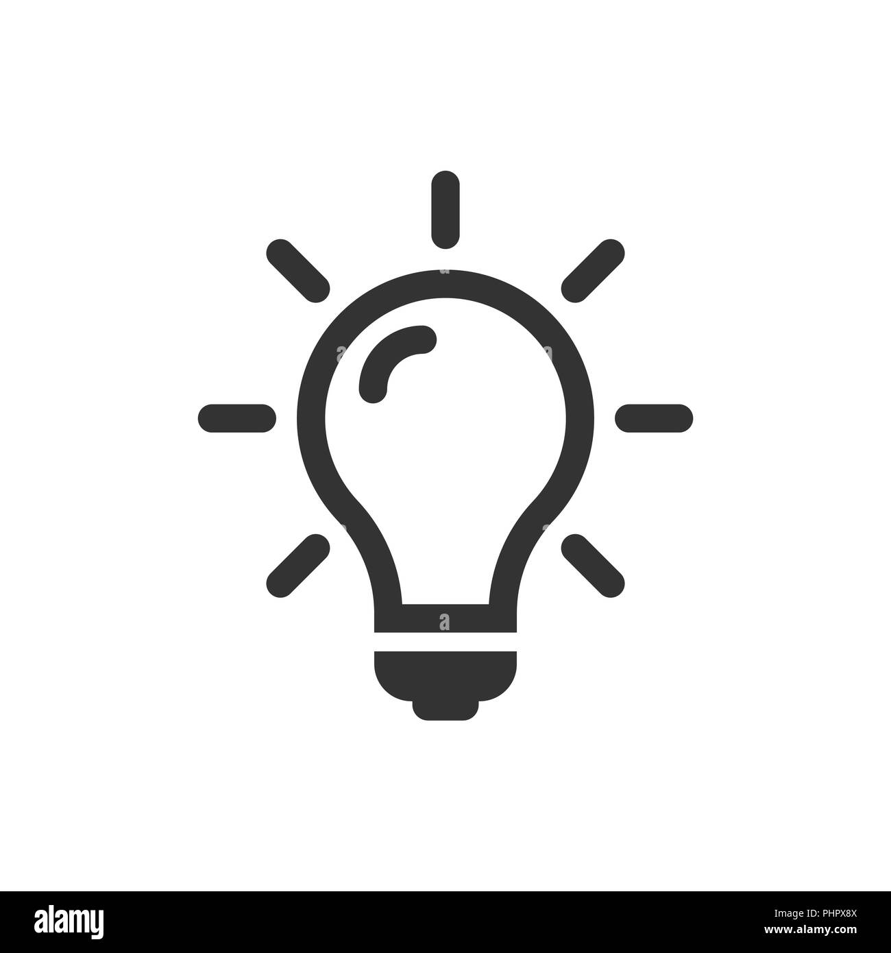Light bulb icon in flat style. Lightbulb vector illustration on white ...