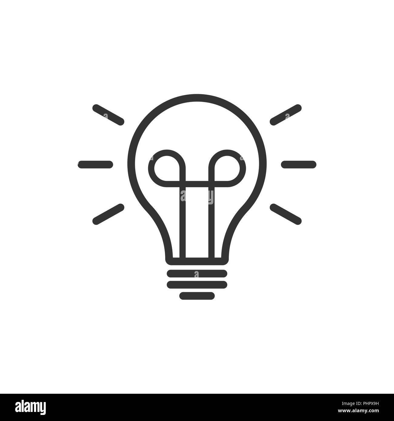 Light bulb icon in flat style. Lightbulb vector illustration on white isolated background. Lamp ...