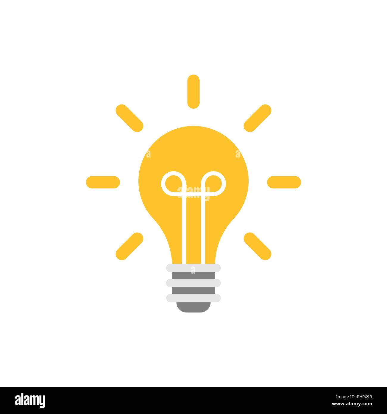 Light bulb icon in flat style. Lightbulb vector illustration on white isolated background. Lamp ...