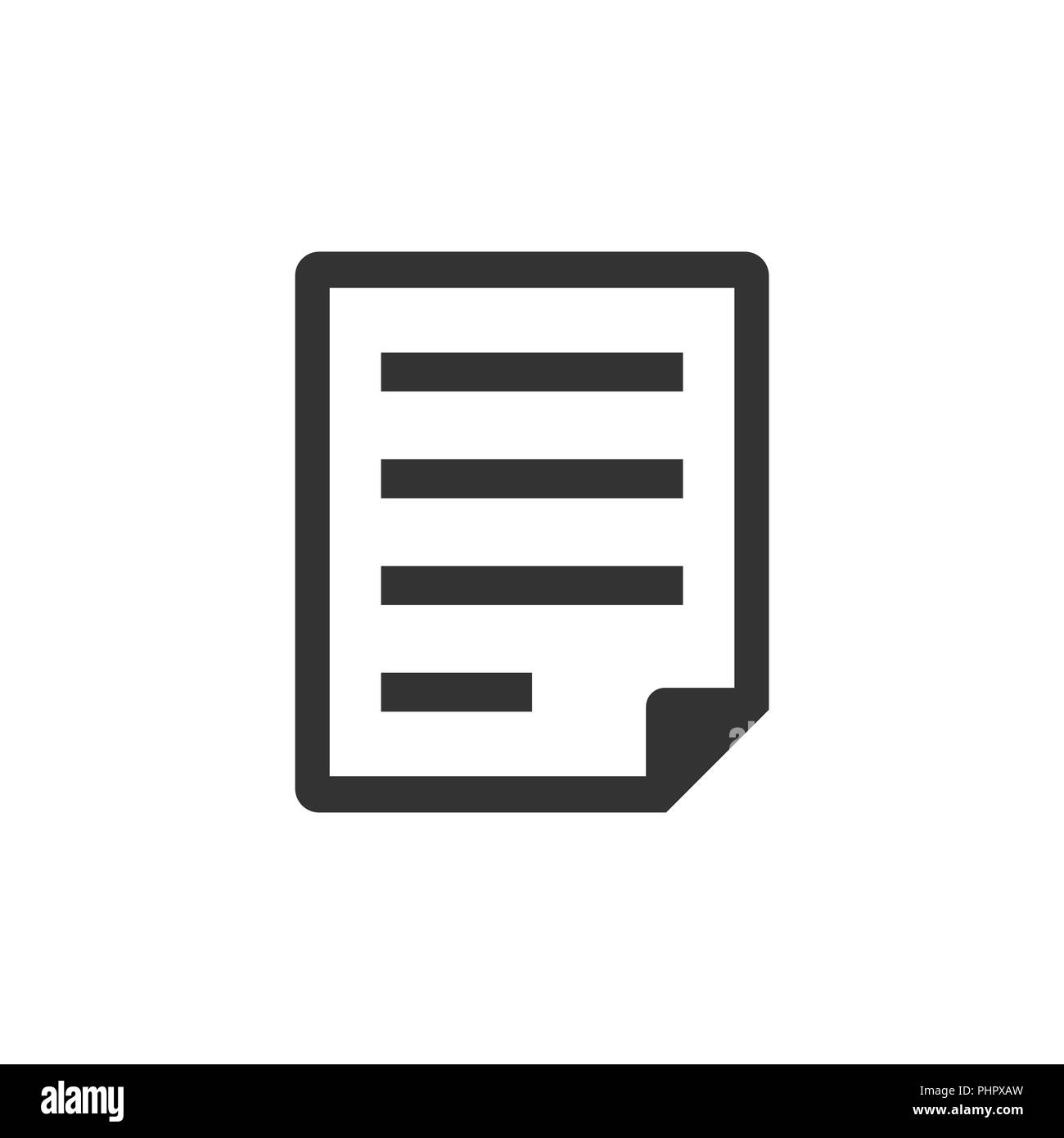 Document note icon in flat style. Paper sheet vector illustration on ...