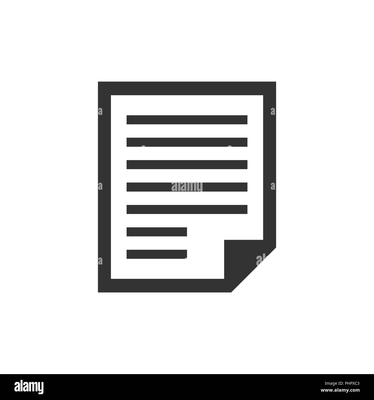 Document note icon in flat style. Paper sheet vector illustration on ...