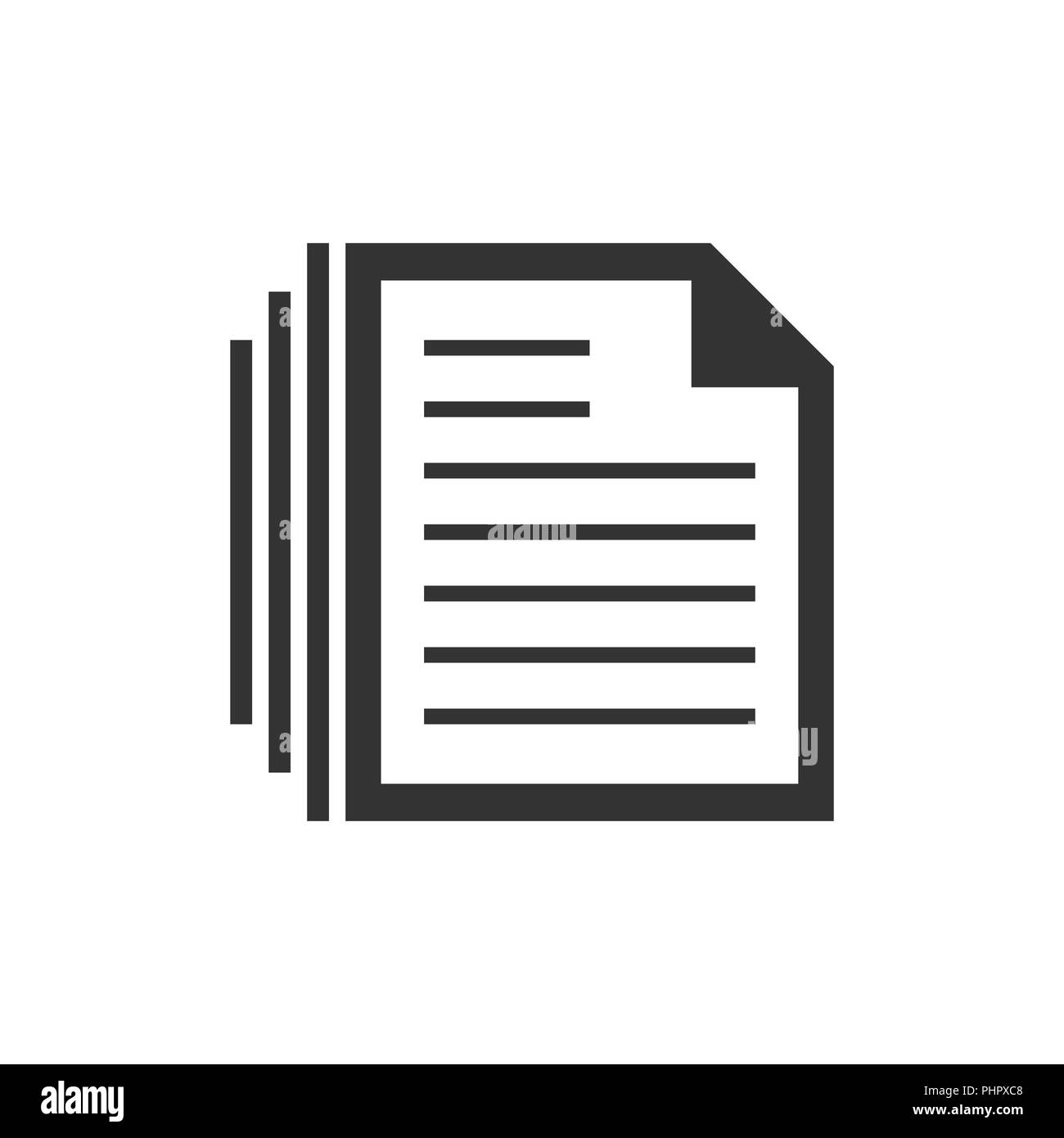 Document note icon in flat style. Paper sheet vector illustration on ...