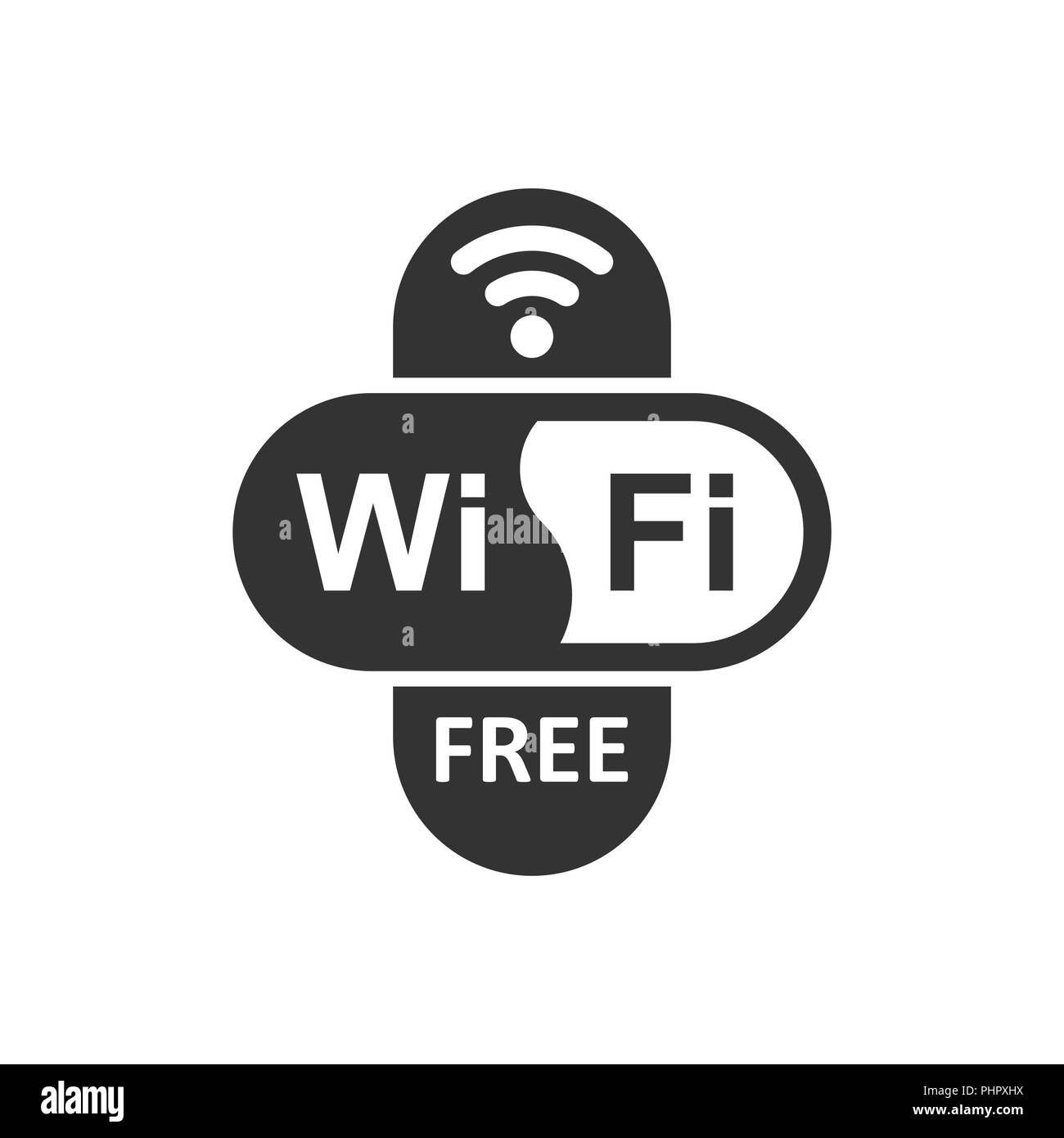 Wifi free internet sign icon in flat style. Wi-fi wireless technology ...
