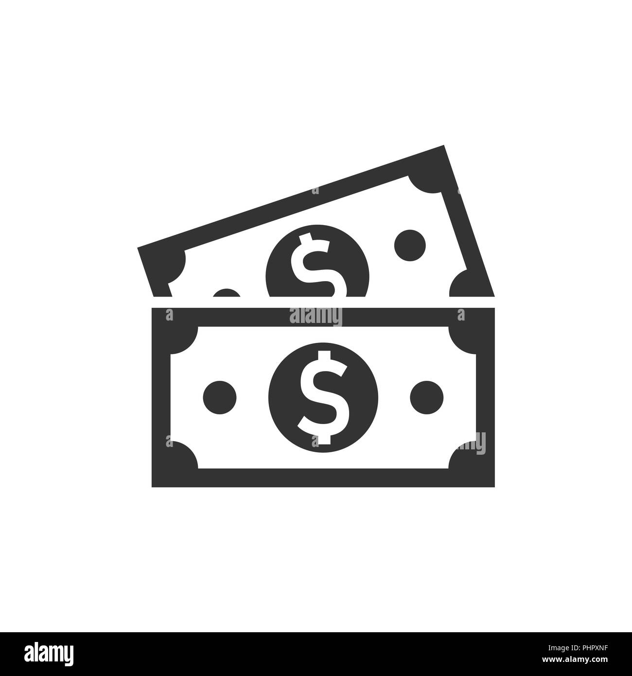Dollar currency banknote icon in flat style. Dollar cash vector ...