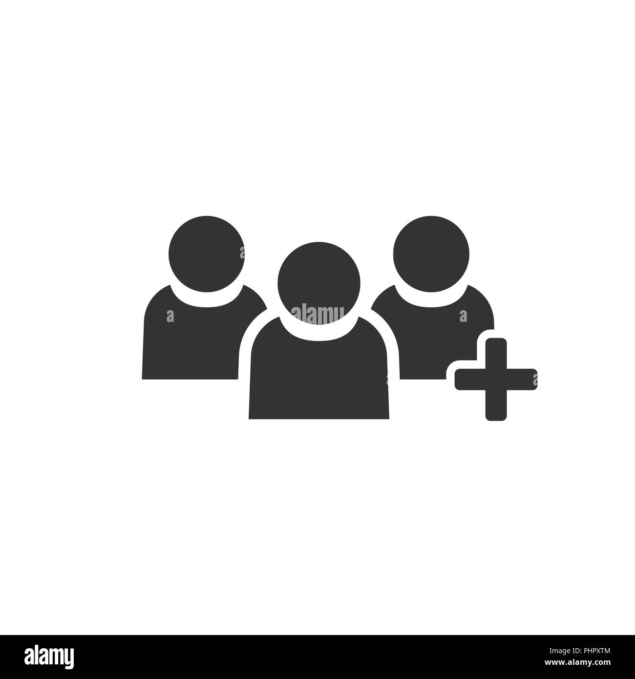 People communication user profile icon in flat style. People with plus ...