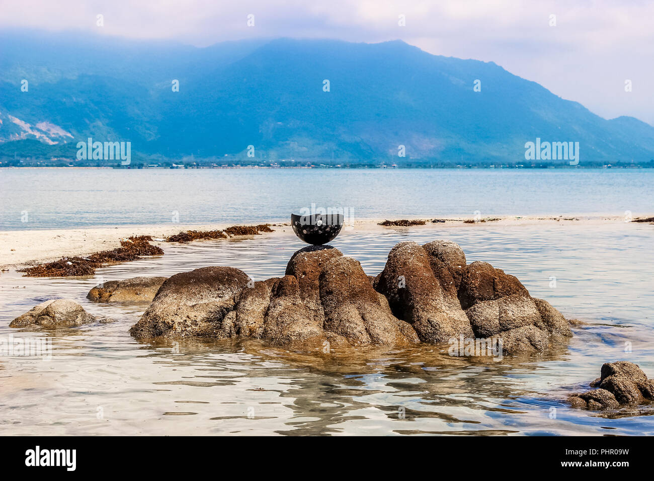 Beach Vacation Smooth Rocky Shore Blue Water Ocean Travel Stock Photo ...