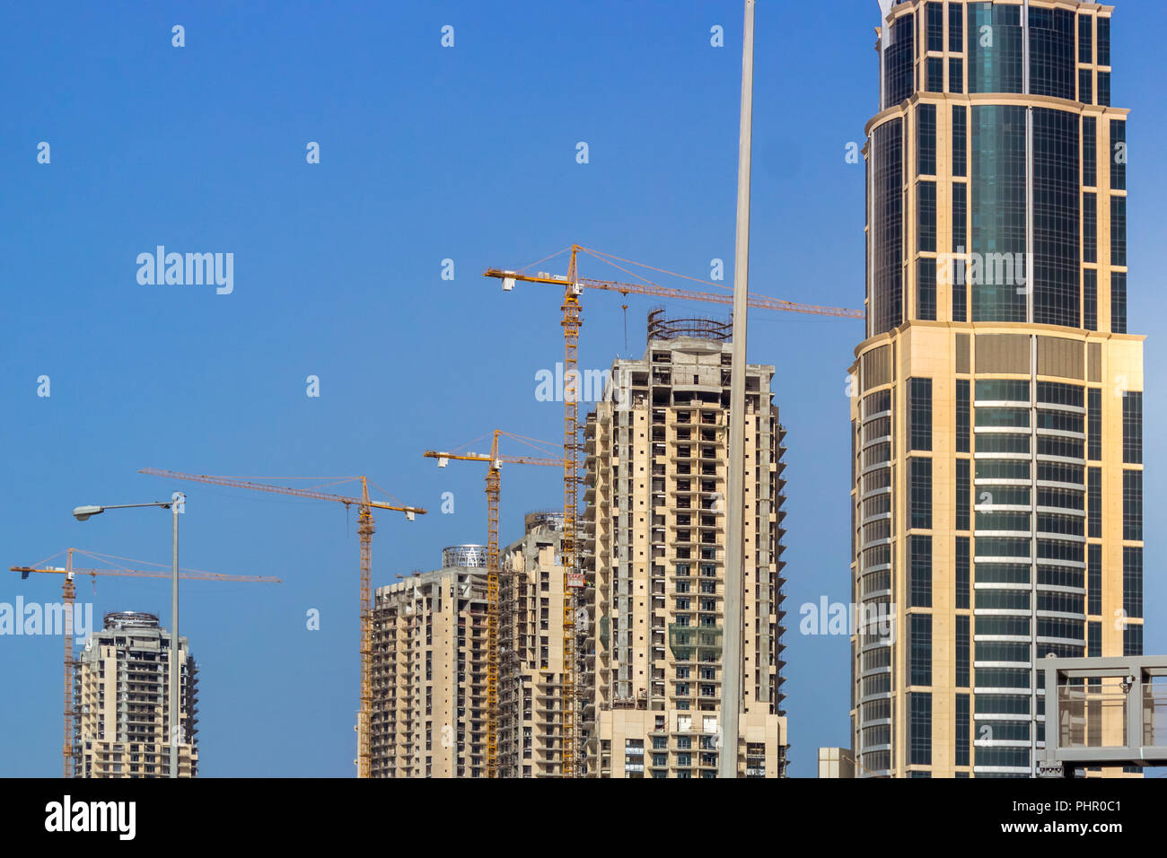 Middle Eastern City Skyline Construction High Rises Sunny Stock Photo ...