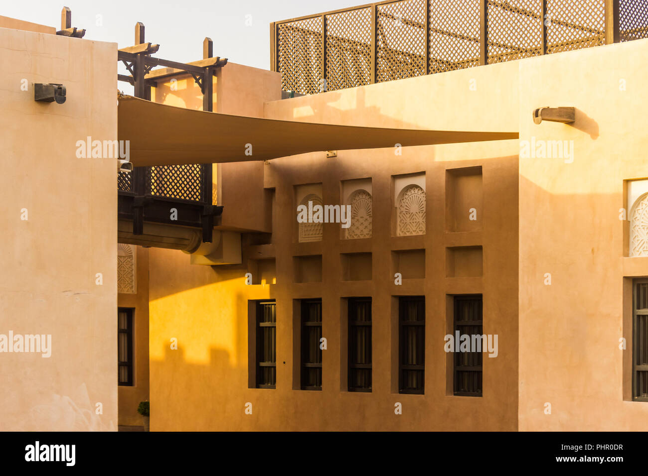 Middle Eastern Square Architecture Desert Building Exterior Detail ...