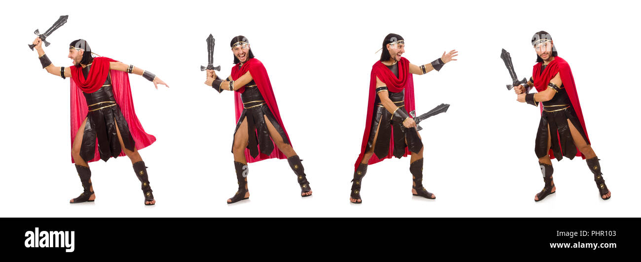 Ancient warrior gladiator posing Cut Out Stock Images & Pictures - Alamy