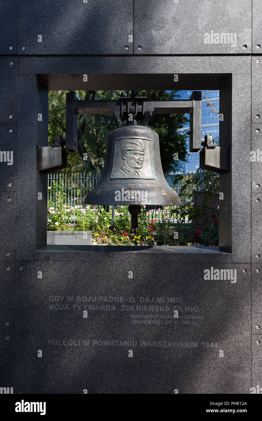 Memorial wall with Monter bell in Warsaw Rising Museum, Warsaw, Poland ...