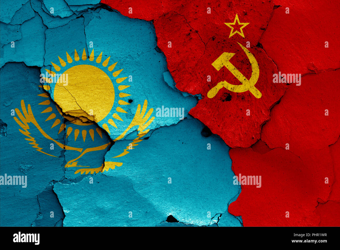 flags of Kazakhstan and Soviet Union Stock Photo - Alamy