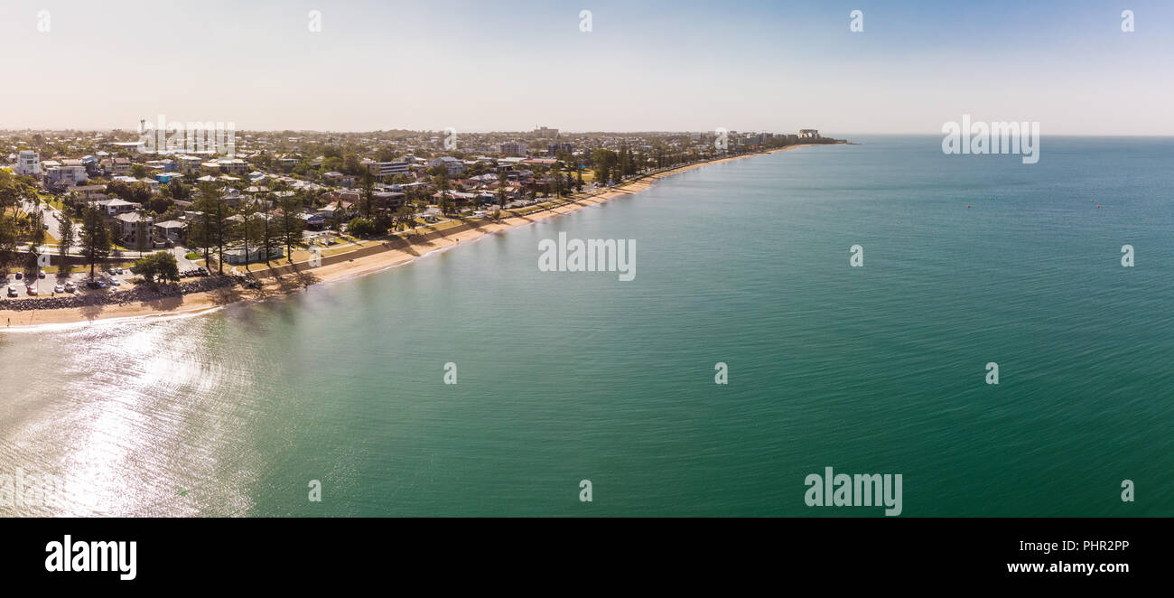 Aerial drone view of Woody Point and Margate on Redcliffe peninsula ...