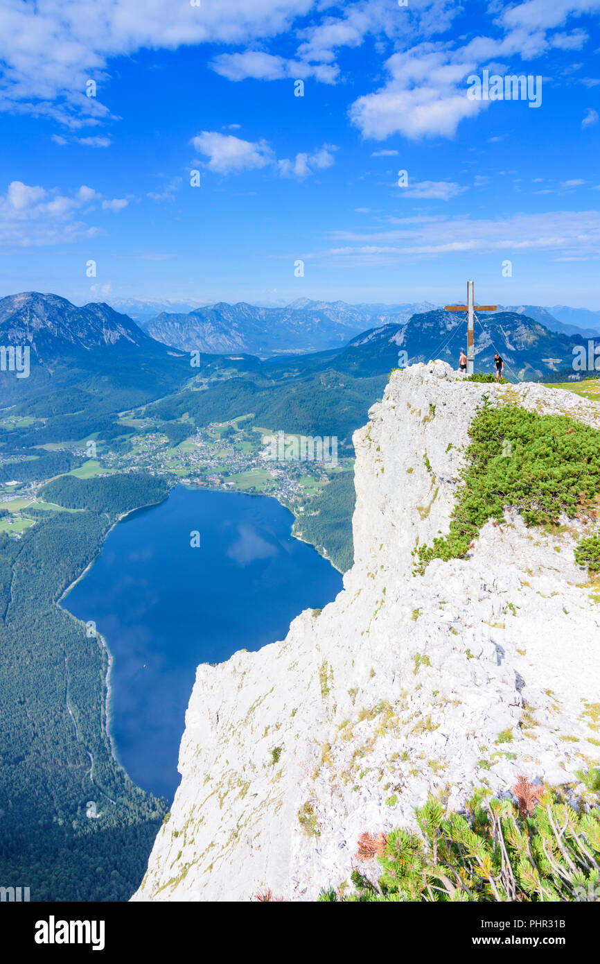 Altaussee: lake Altausseer See, village Altaussee, view from mountain ...