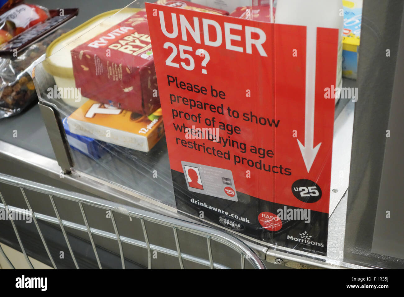 Under 25 drink law signs for id when shopping at Morrisons, Halfway ...