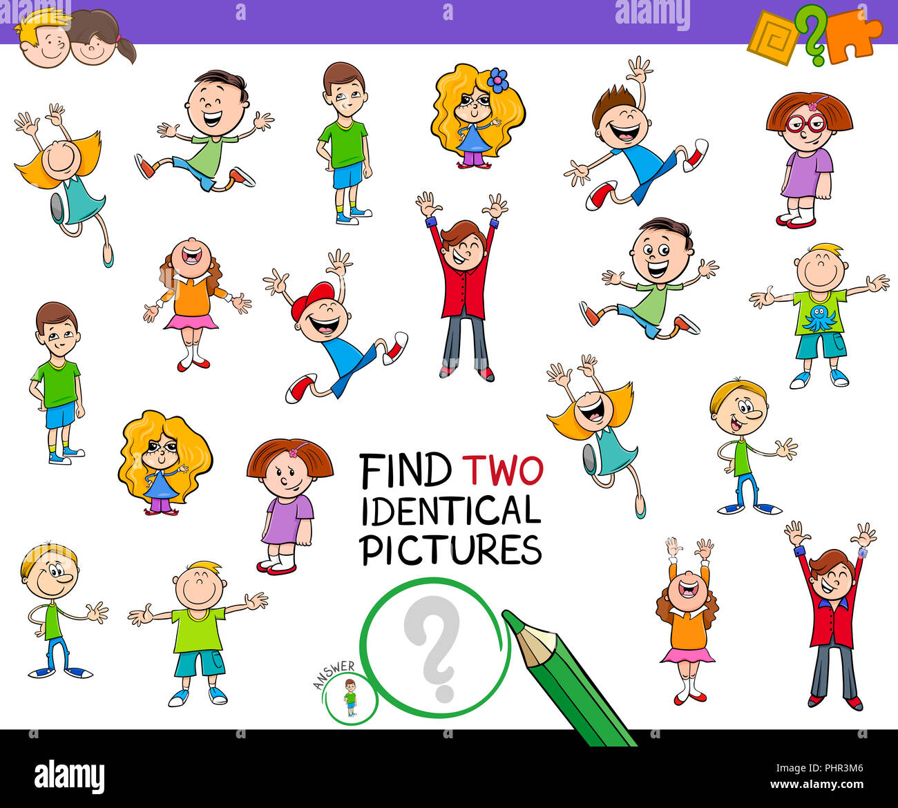 find two identical pictures game for children Stock Photo - Alamy