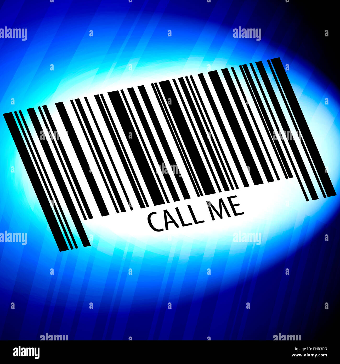 Call me - barcode with blue Background Stock Photo - Alamy