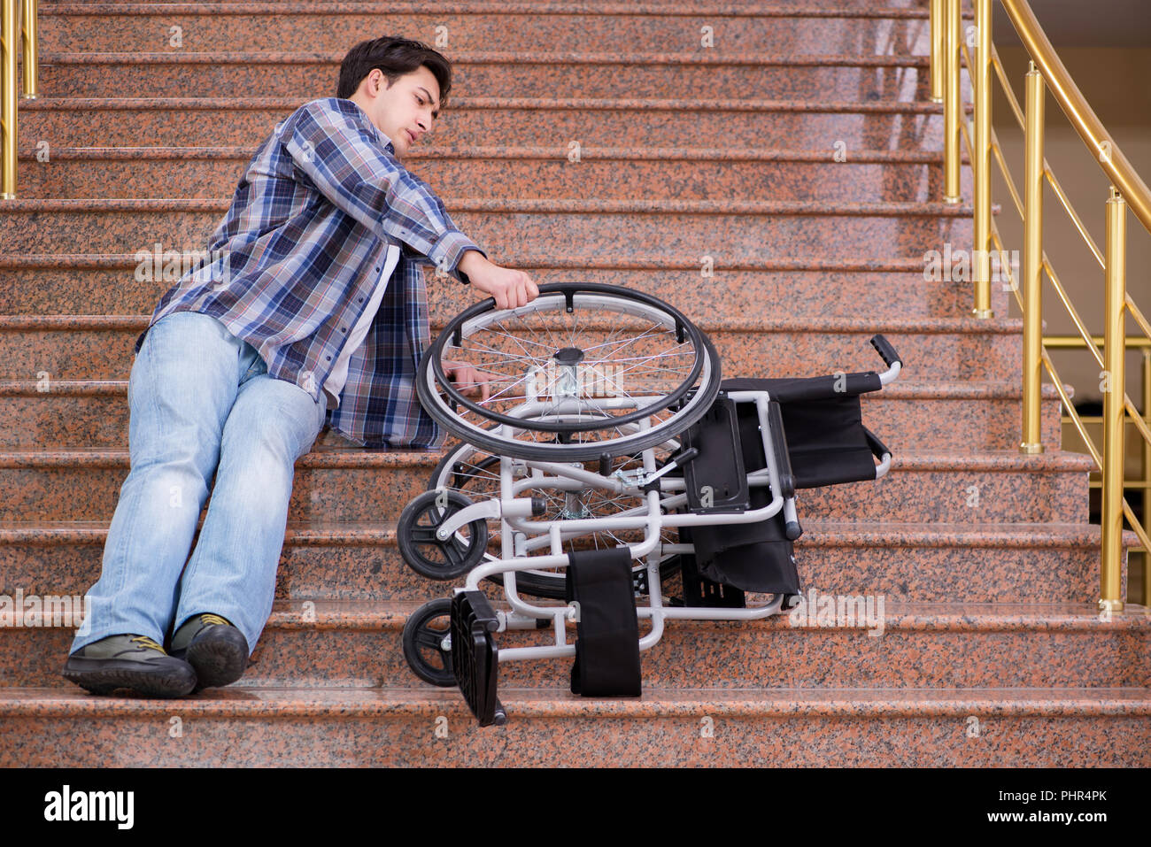 Wheelchair stairs inaccessible handicapped accessibility hi-res stock ...