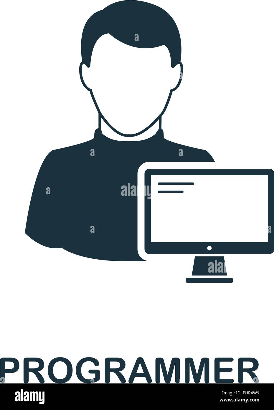 Programmer Icon Monochrome Style Design From Professions Collection Ui Pixel Perfect Simple