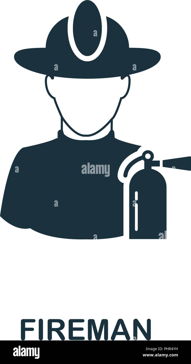 Fireman icon. Monochrome style design from professions collection. UI ...