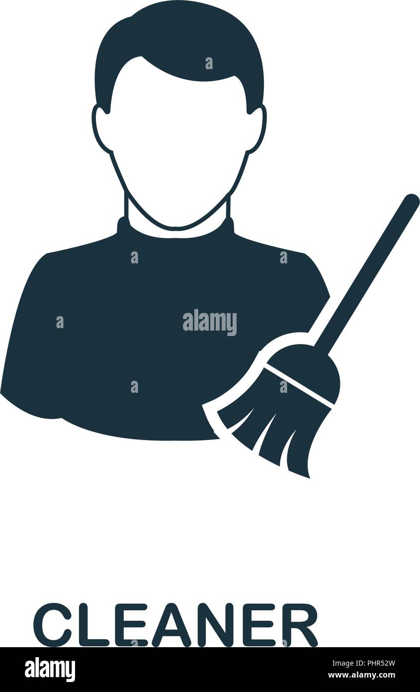Cleaner icon. Monochrome style design from professions collection. UI ...
