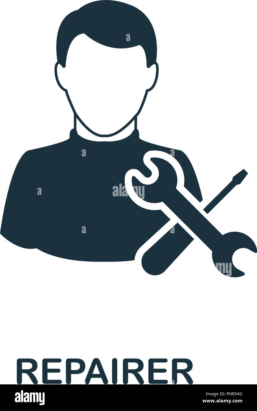 Repairer icon. Monochrome style design from professions collection. UI ...