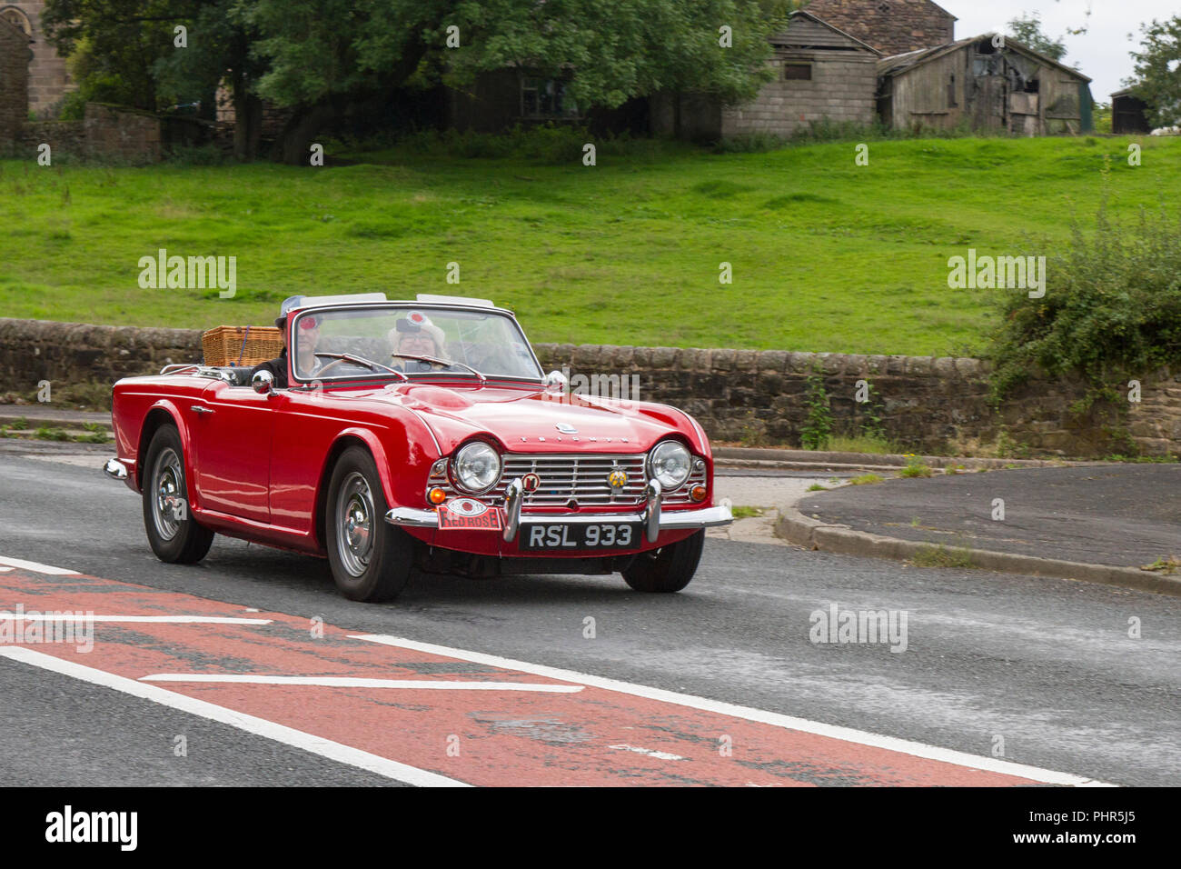 1962 60s sixties red Triumph TR4 at Hoghton Tower Classic, veteran ...