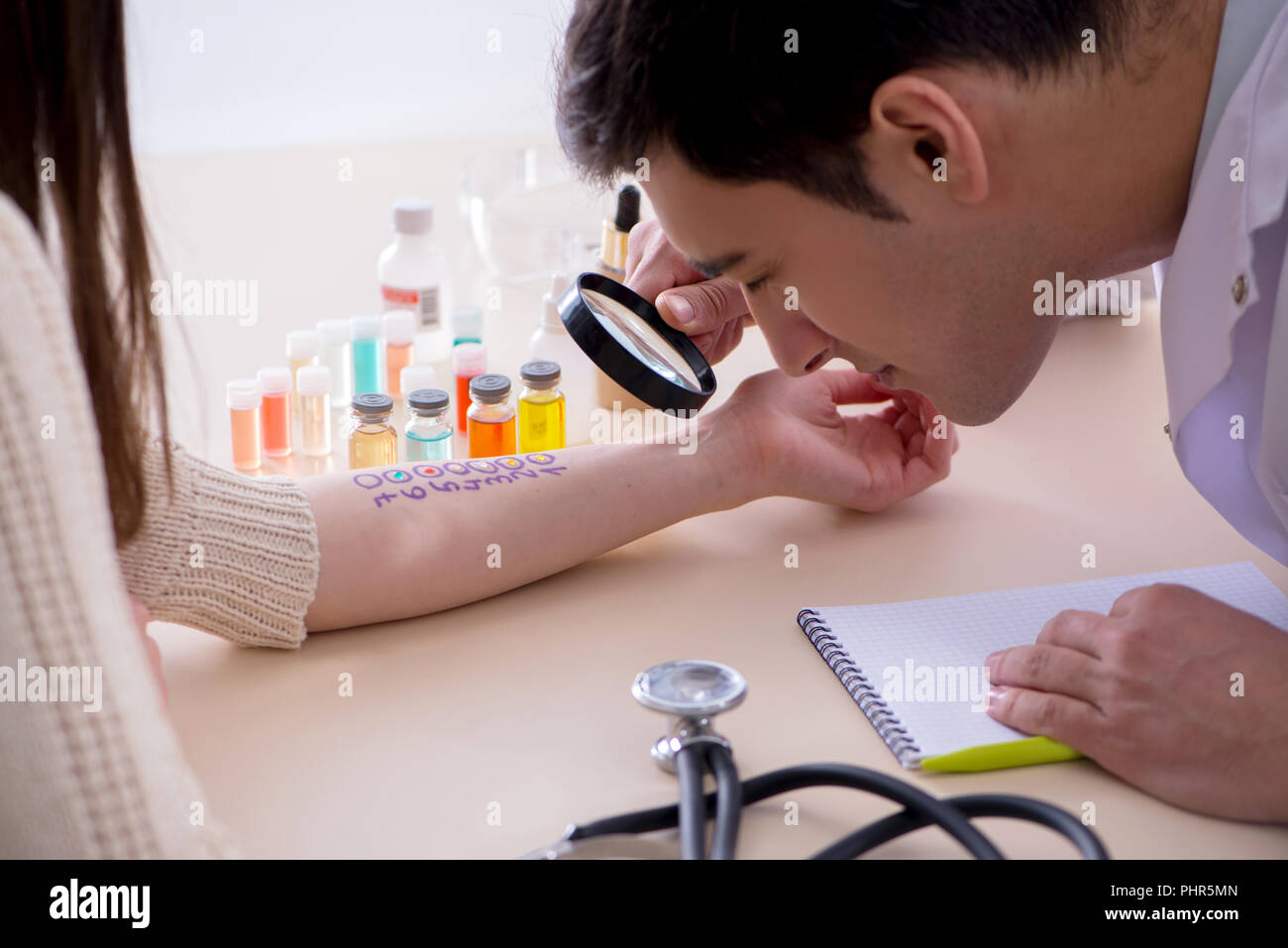 Doctor testing allergy reaction of patient in hospital Stock Photo - Alamy