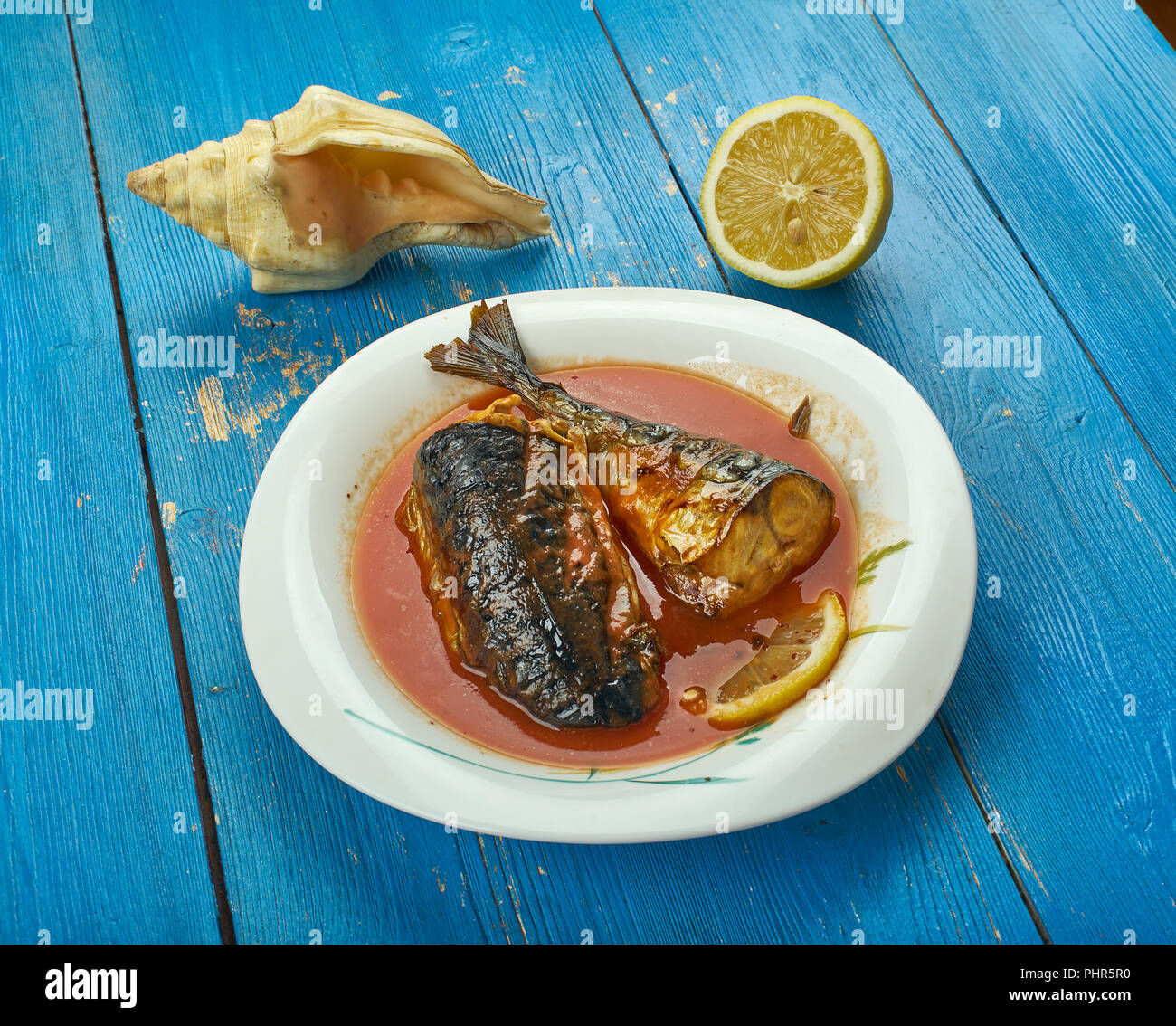 Easy Mackerel tomato stew Stock Photo - Alamy