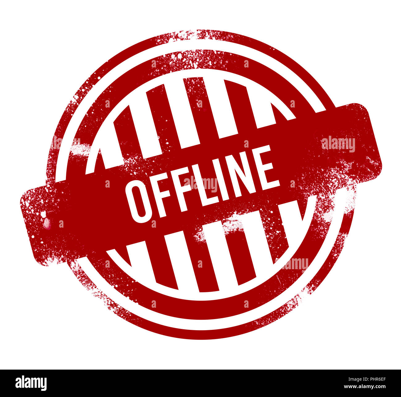 Offline - red grunge button, stamp Stock Photo - Alamy