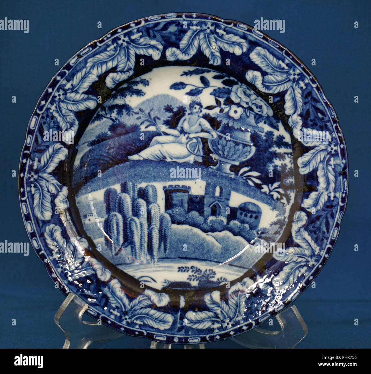 Historical Antique Commemorative British Pottery Plate Blue and White ...