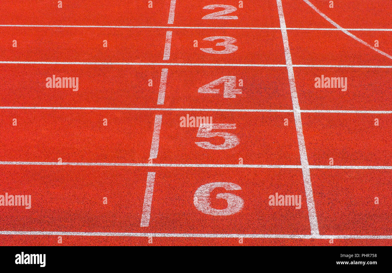Rubber standard of athletics stadium running track Stock Photo - Alamy