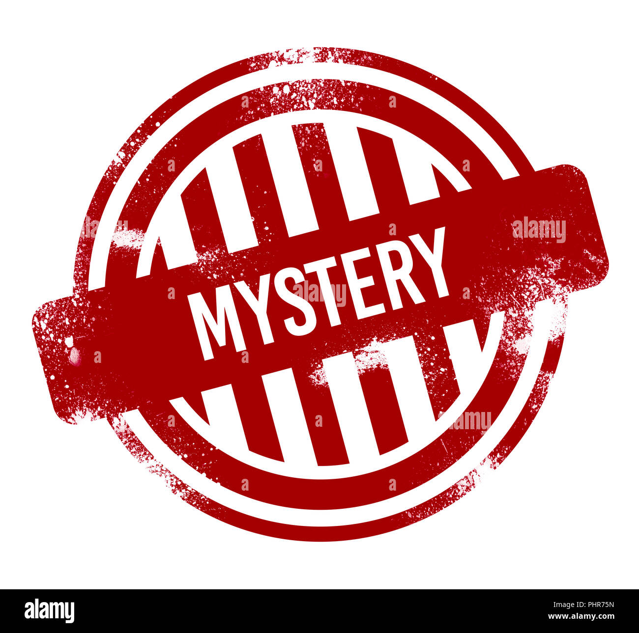 mystery - red grunge button, stamp Stock Photo - Alamy