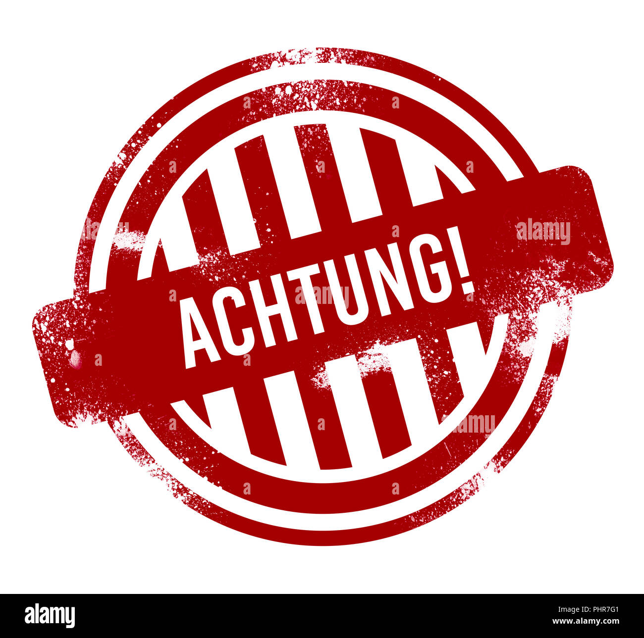 achtung! - red grunge button, stamp Stock Photo - Alamy
