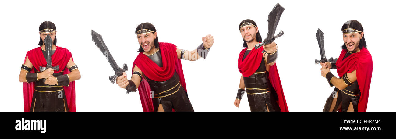 Ancient warrior gladiator posing Cut Out Stock Images & Pictures - Alamy