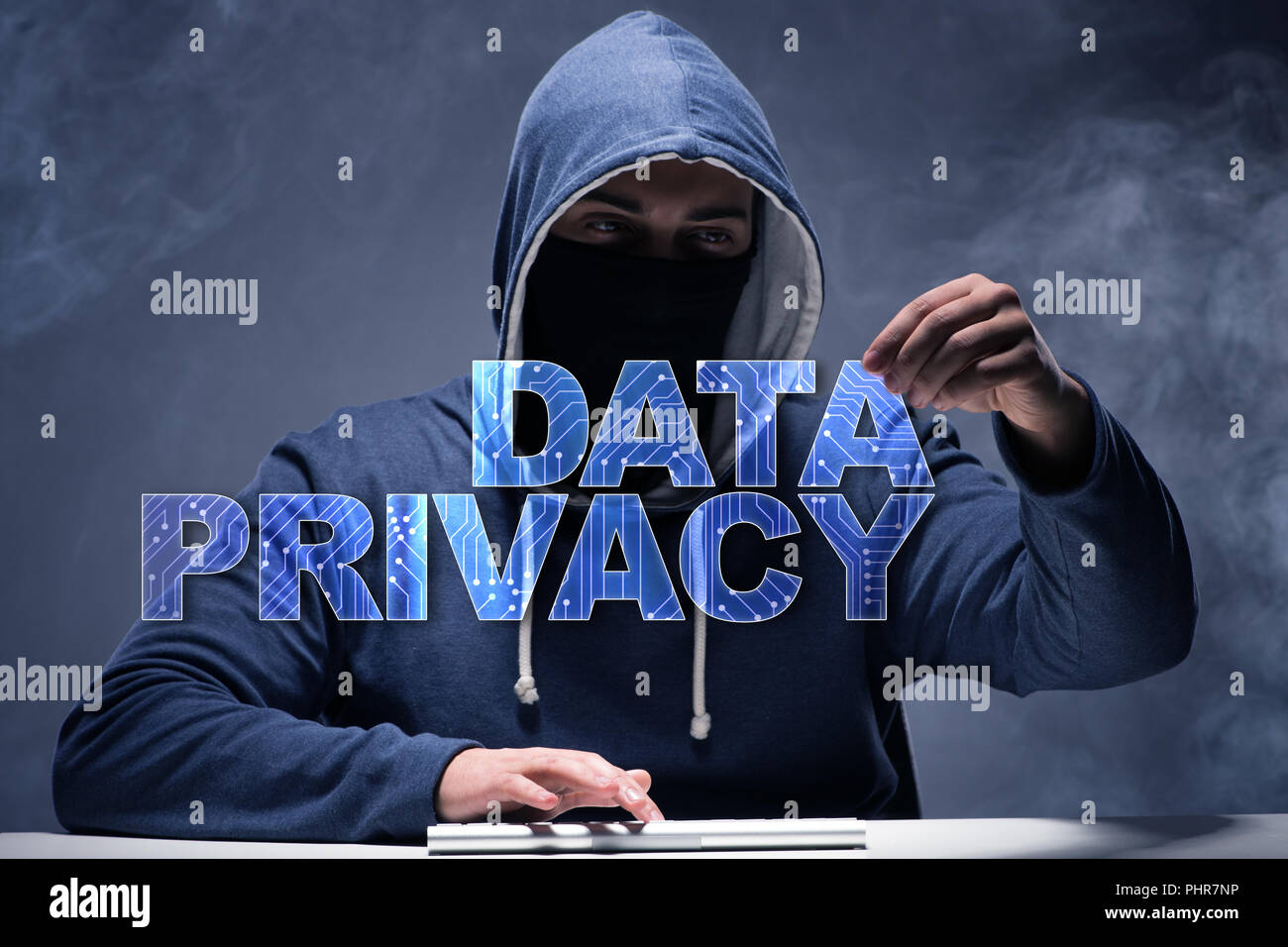 Data privacy concept with hacker stealing personal information Stock ...