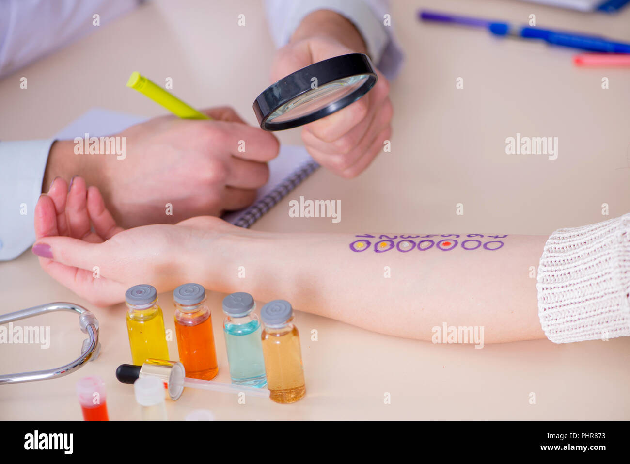 Doctor testing allergy reaction of patient in hospital Stock Photo - Alamy