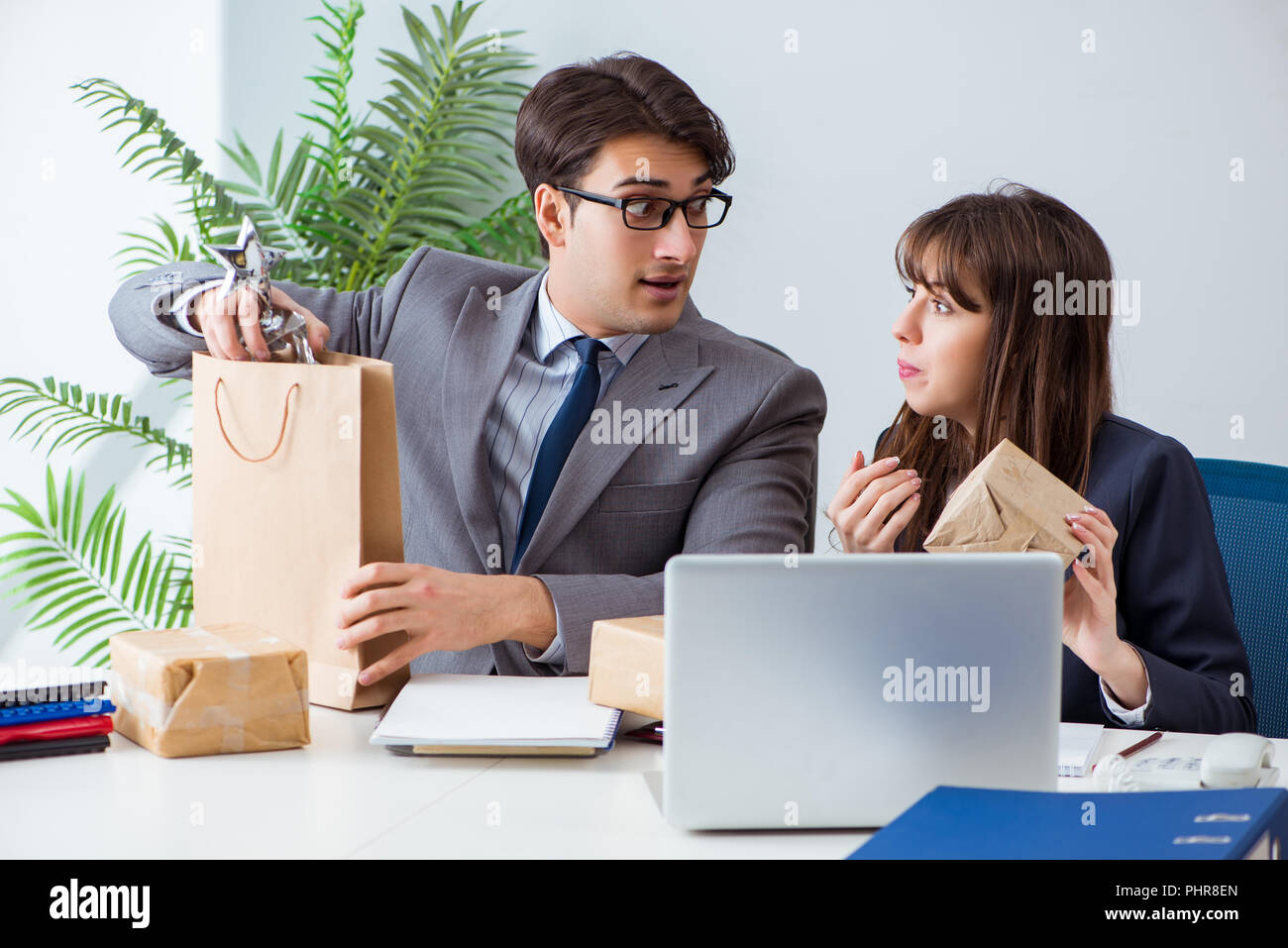 Business people receiving new mail and parcels Stock Photo - Alamy