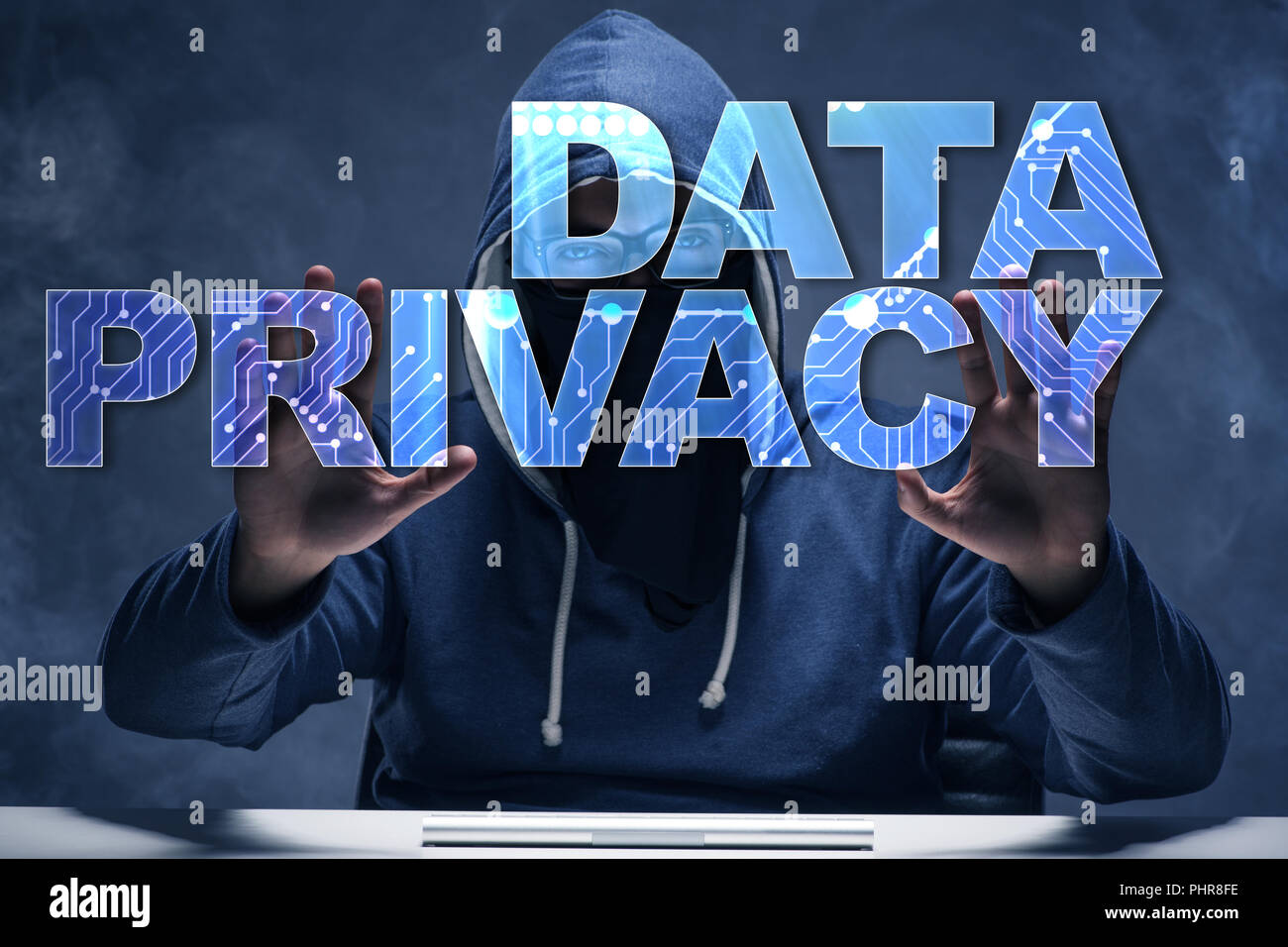 Data privacy concept with hacker stealing personal information Stock ...