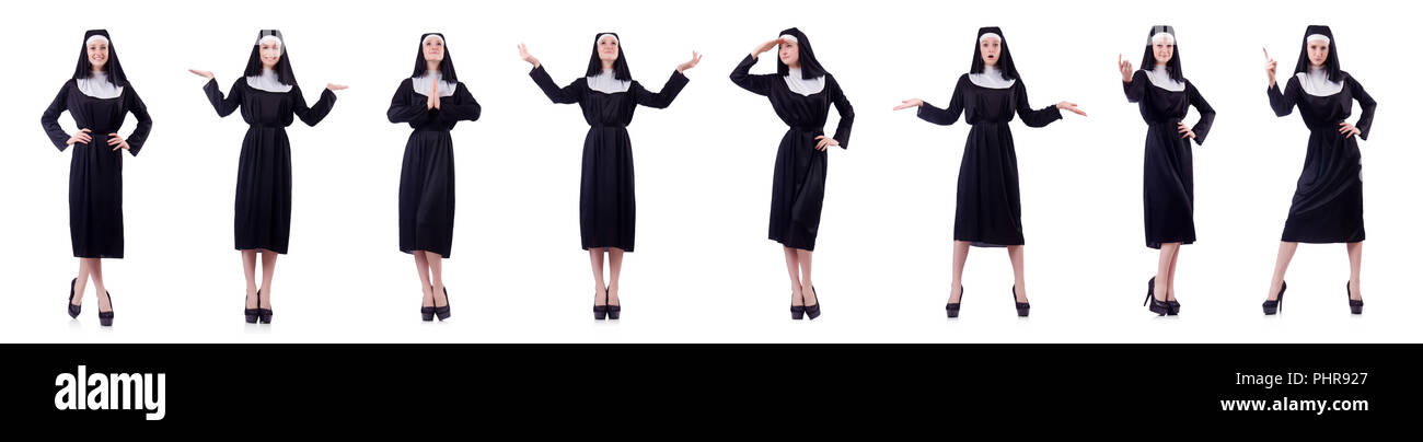 Nun isolated on the white background Stock Photo - Alamy
