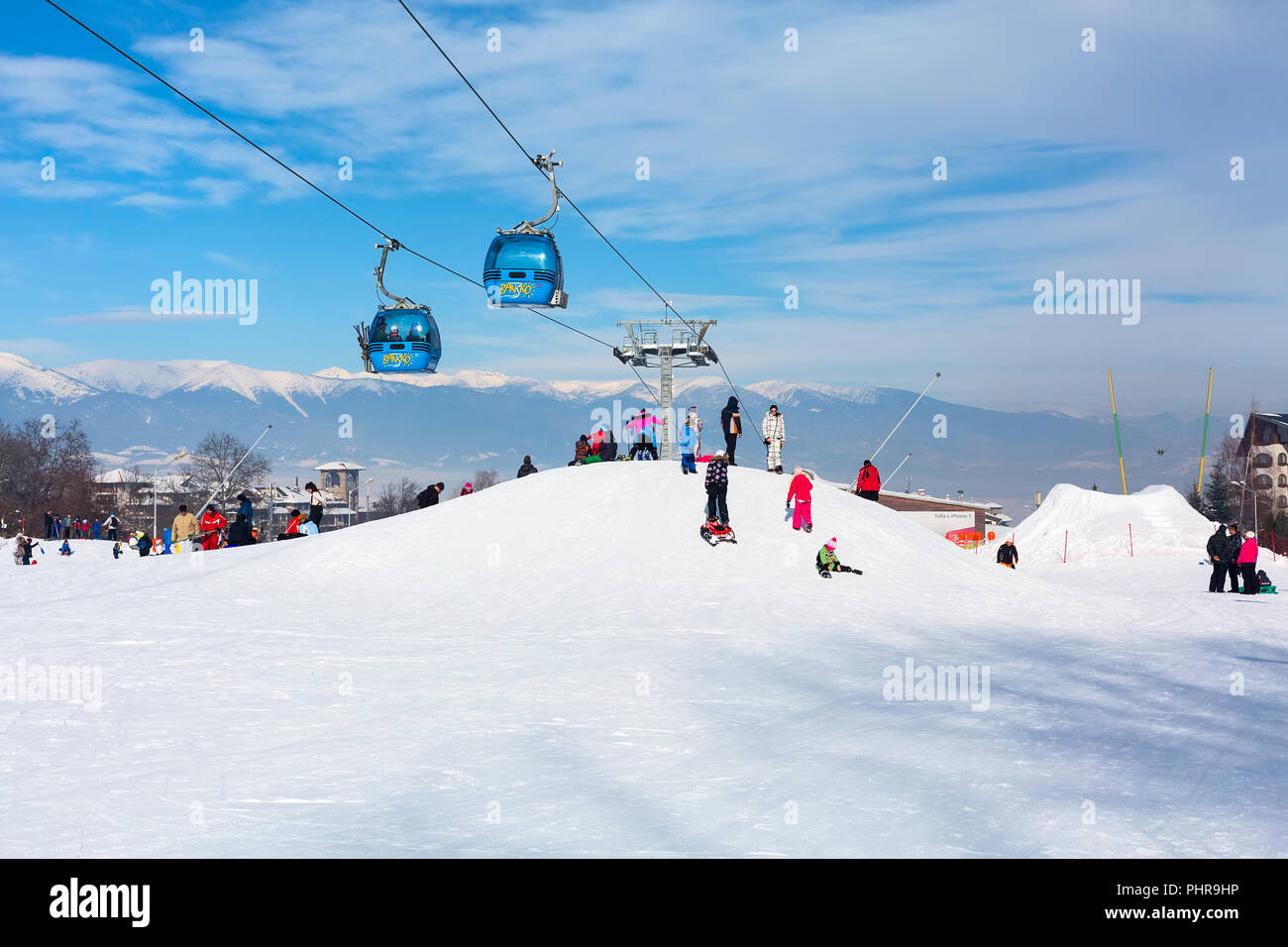 Bansko, Bulgaria - January 13, 2017: Winter ski resort Bansko ...