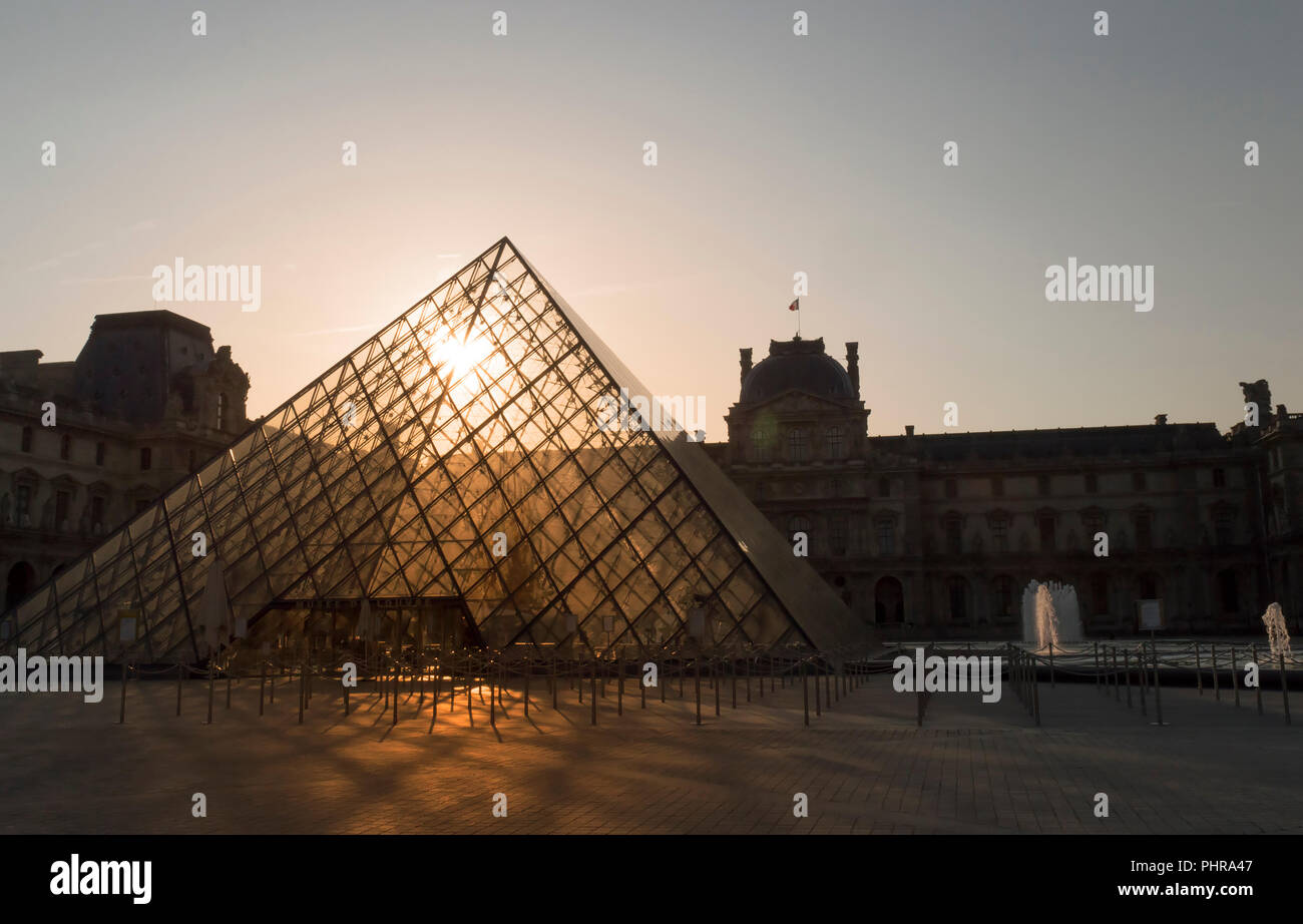 Paris, France - August 28, 2018: The Louvre Pyramid in Paris, France ...