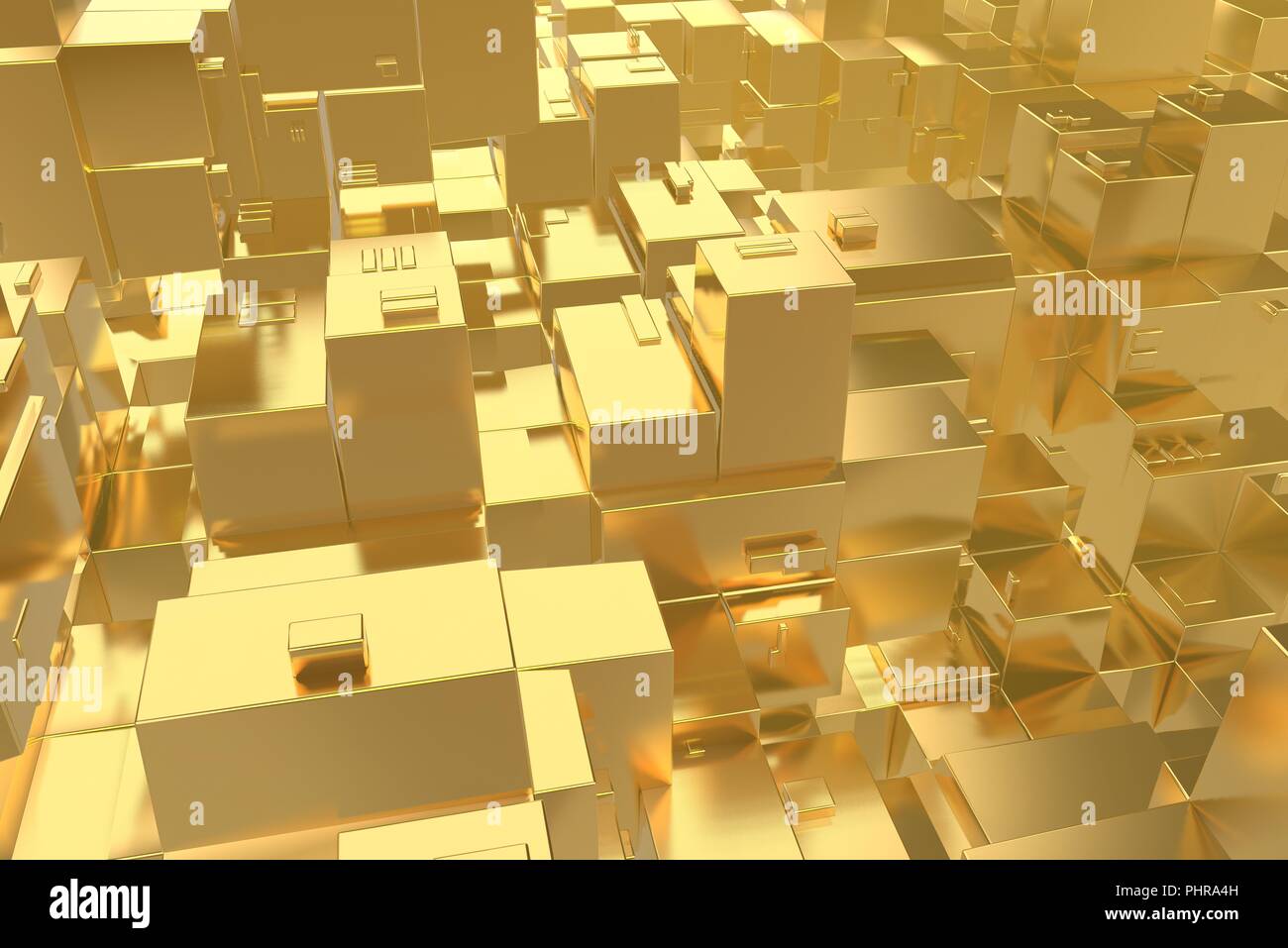 Wealth rich concept idea Golden city at sunset rays Abstract space ...