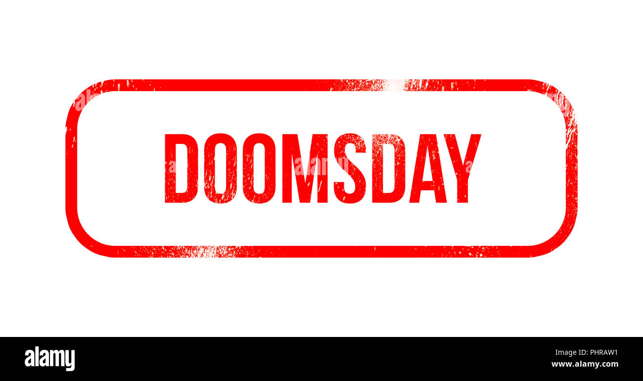 doomsday - red grunge rubber, stamp Stock Photo - Alamy
