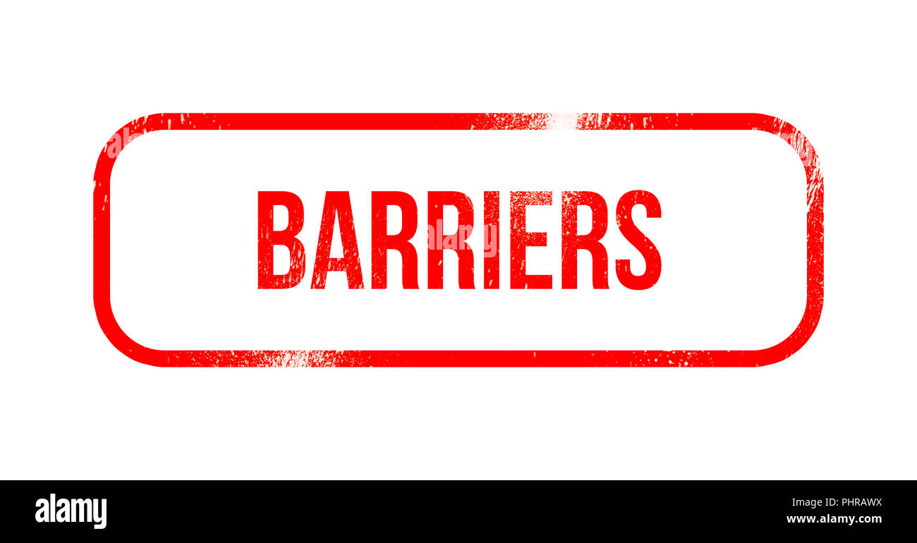 Barriers - red grunge rubber, stamp Stock Photo - Alamy