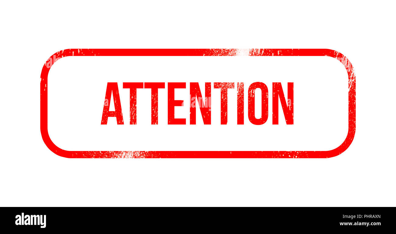 attention - red grunge rubber, stamp Stock Photo - Alamy