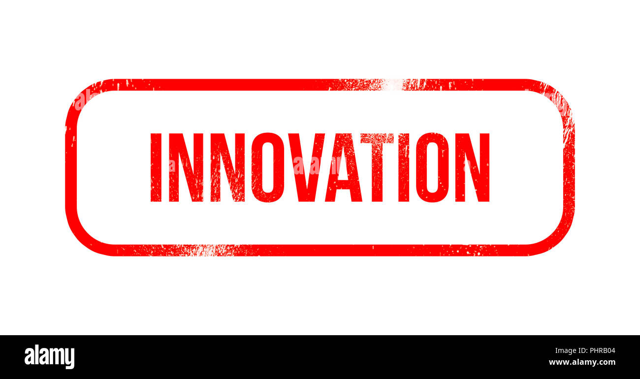 Innovation - red grunge rubber, stamp Stock Photo - Alamy