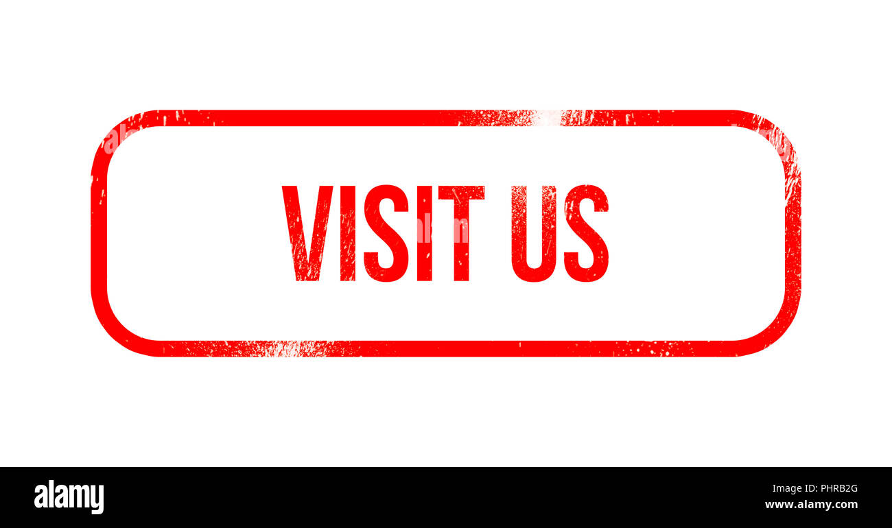 visit us - red grunge rubber, stamp Stock Photo - Alamy