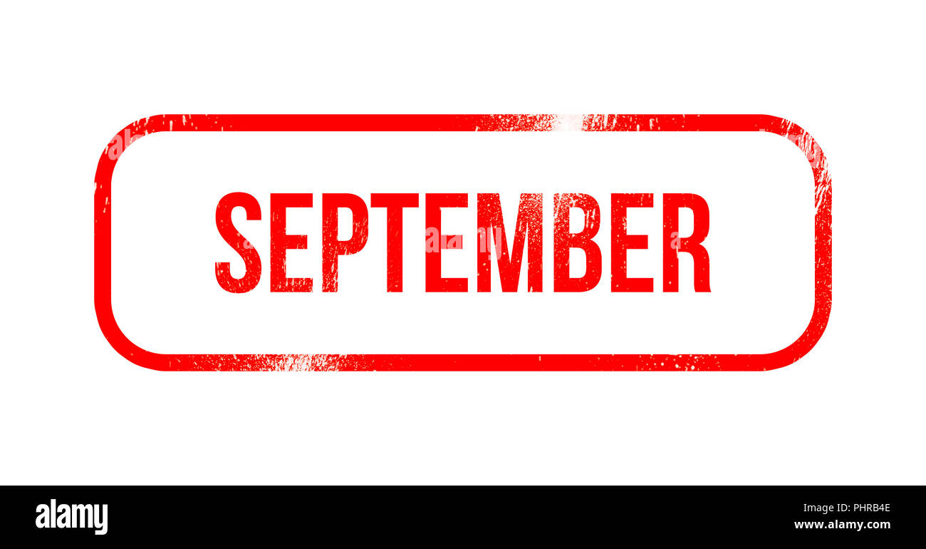 september - red grunge rubber, stamp Stock Photo - Alamy