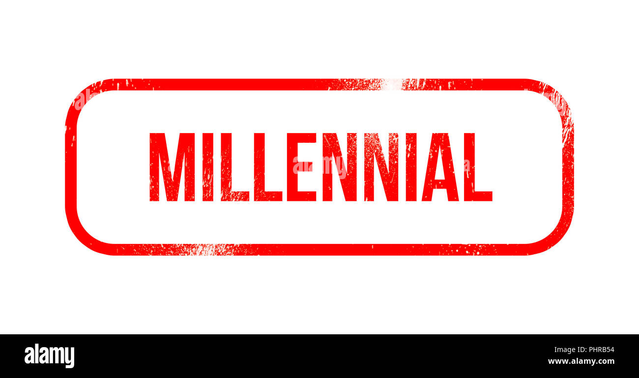 Millennial - red grunge rubber, stamp Stock Photo - Alamy