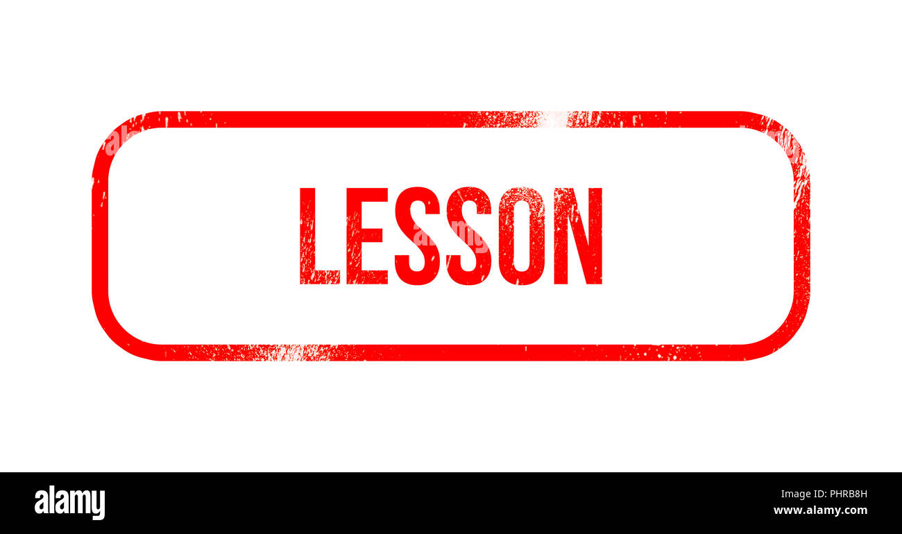 lesson - red grunge rubber, stamp Stock Photo - Alamy